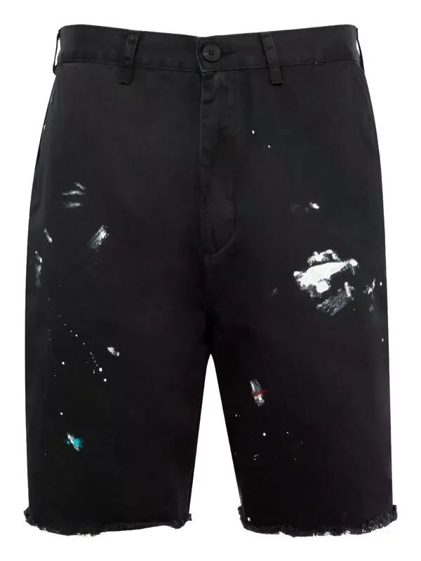 GALLERY DEPT. Paint-splatter Frayed Shorts - Black