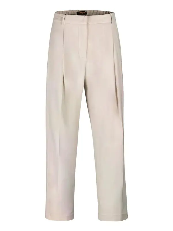 MOORER Pleated Cropped Trousers - Neutrals