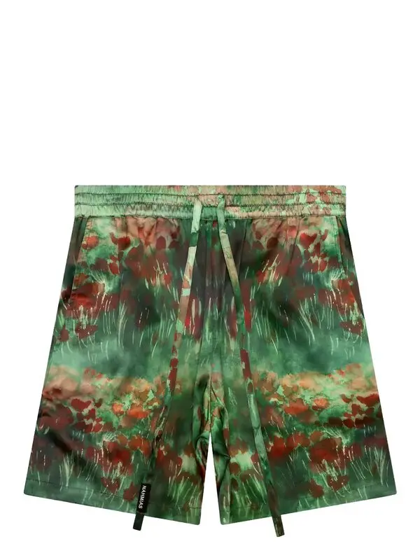 NAHMIAS Tie-dye Print Silk-blend Shorts - Green