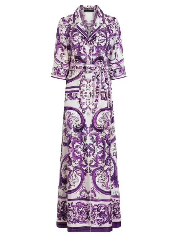 Dolce & Gabbana Majolica-print Maxi Dress - Purple