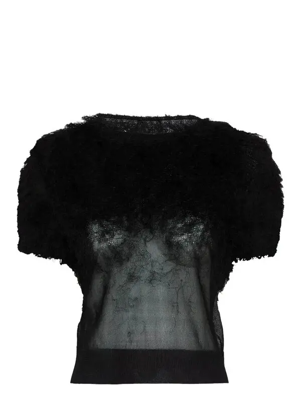 MAISON MARGIELA Short-sleeved Fuzzy Knit Blouse - Black