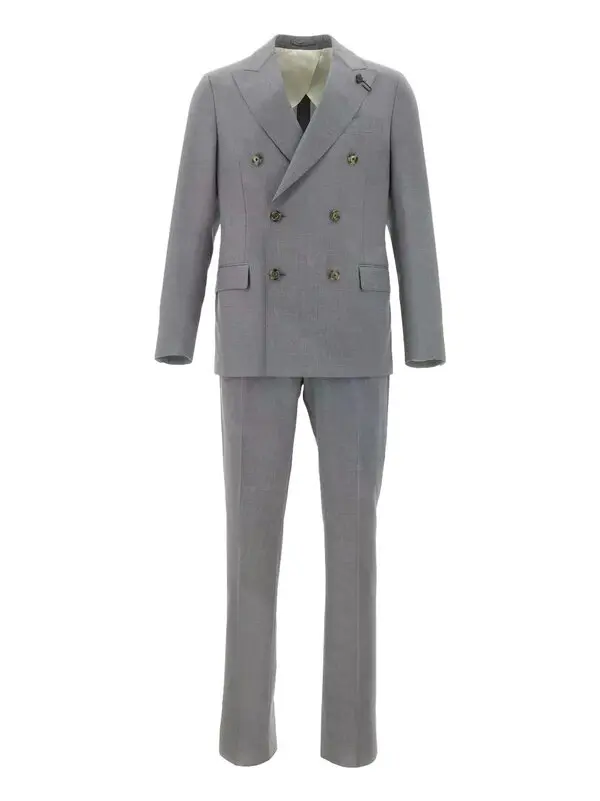 LARDINI Double-breasted Peak Lapel Suit - Grey