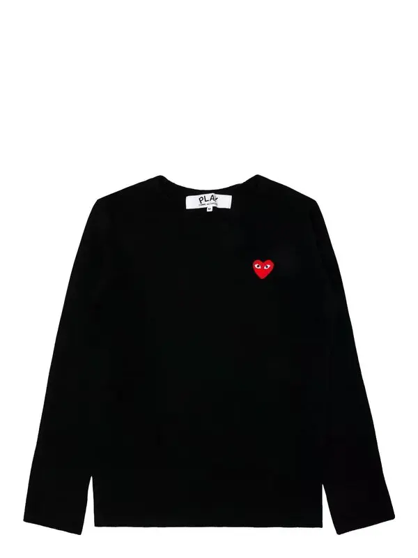 Play Comme Des Garcon Heart-patch Crew-neck Sweater - Black