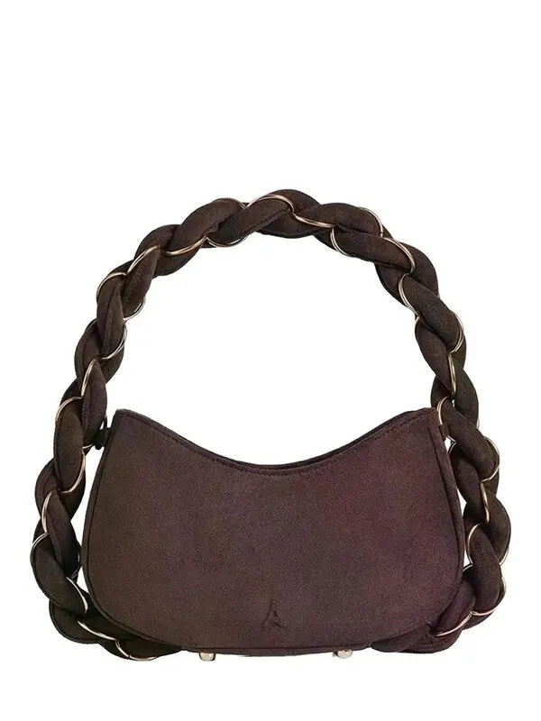 Manière De Voir Suede Handbag With Braided Rope Handle - Brown