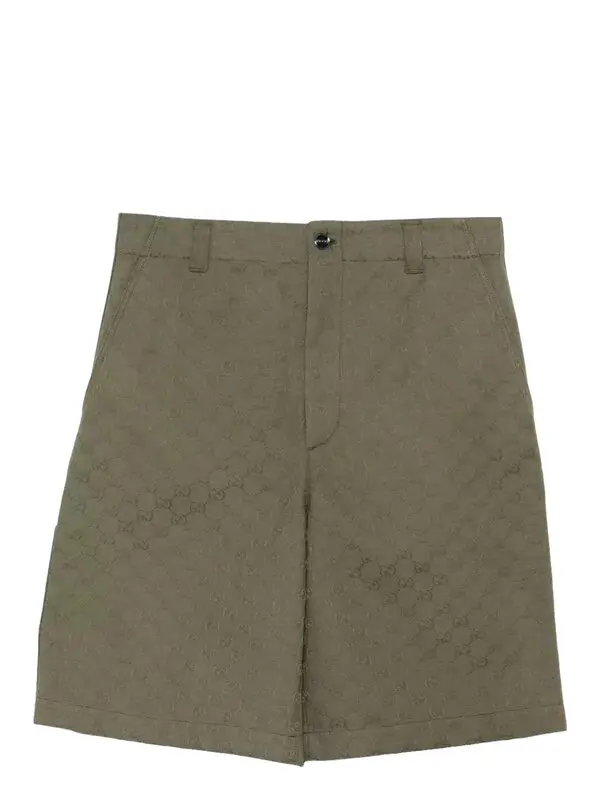 Gucci Gg Monogram Cotton Shorts - Green