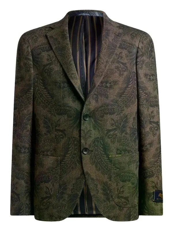 Etro Paisley Print Wool Blazer - Brown
