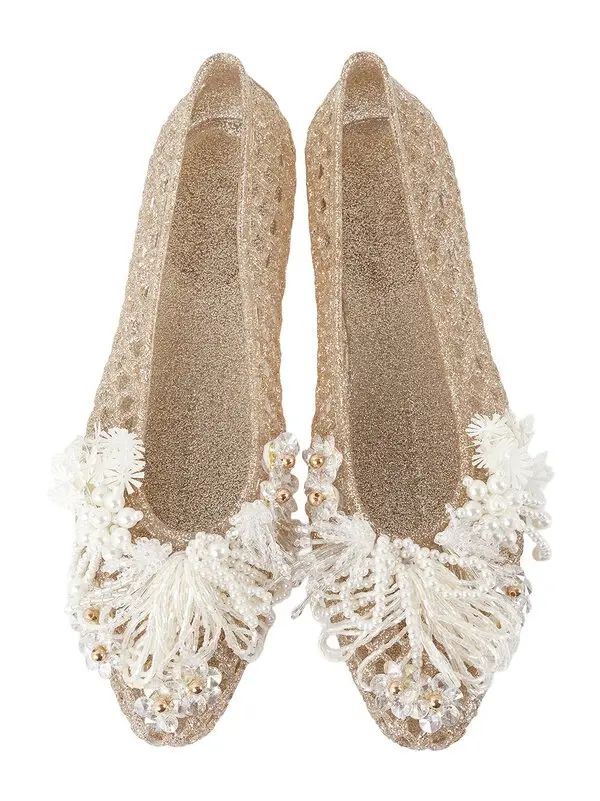 HEAVENLY JELLY Glam Embellished Jelly Shoes - Gold