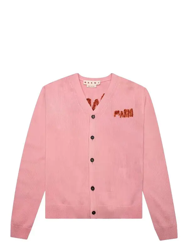 Marni Embroidered Logo Cardigan - Pink
