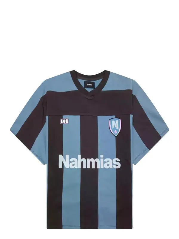 NAHMIAS Striped Soccer T-shirt - Blue