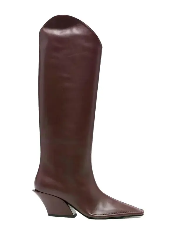 MUGLER 70mm Pointed-toe Leather Boots - Red