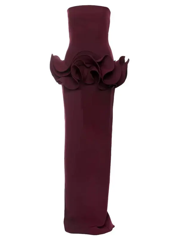 ANA RADU Strapless Ruffled Maxi Dress - Red