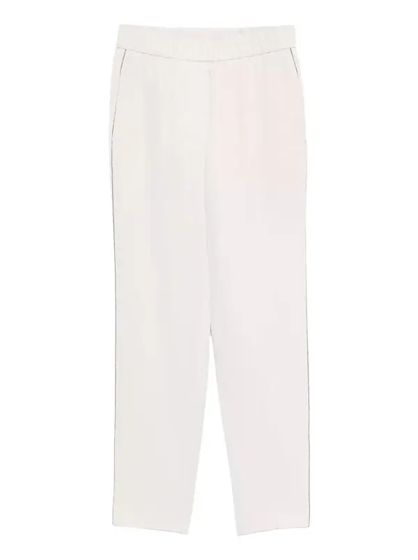 Peserico Elastic-waistband Side-stripe Trousers - Neutrals