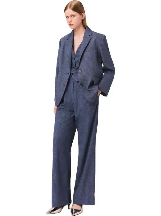 Maje Structured Rhinestone Suit Blazer - Blue