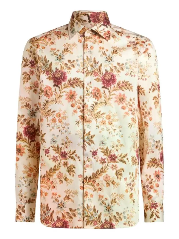 Etro Floral-print Long-sleeves Shirt - Neutrals