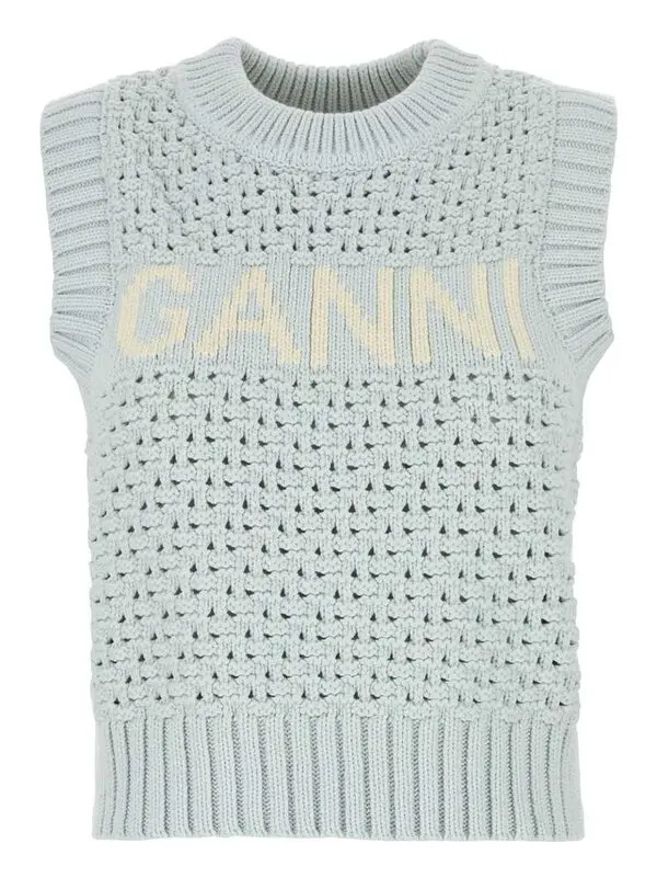 GANNI Light Cotton Blend Vest - Blue