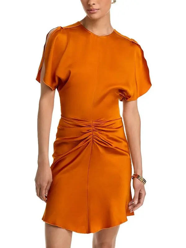 Victoria Beckham Gathered Waist Mini Dress - Sun Orange