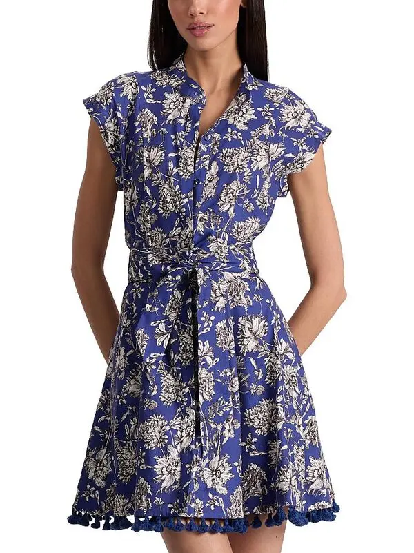 Alice + Olivia Lucy Cuffed Cap Sleeve Dress - Blooming Wild Indigo