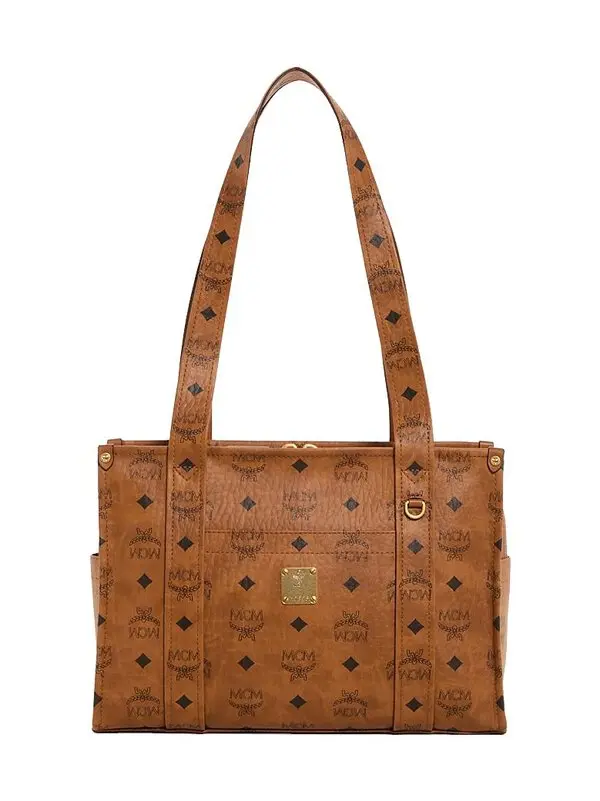 Mcm Aren Visetos School Tote - Cognac