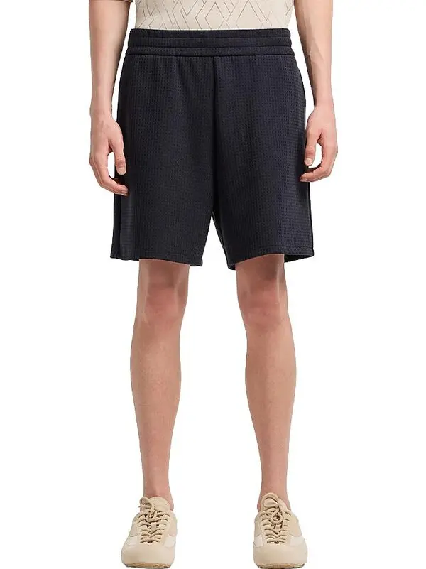 Emporio Armani Jacquard Bermuda Pull On Shorts - Solid Blue