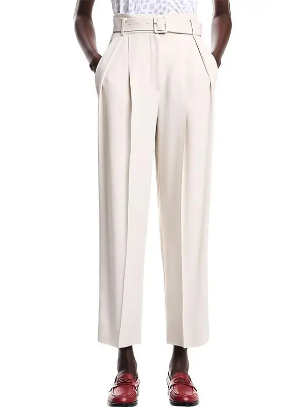 Emporio Armani Satin Pleated Trousers - Solid Light