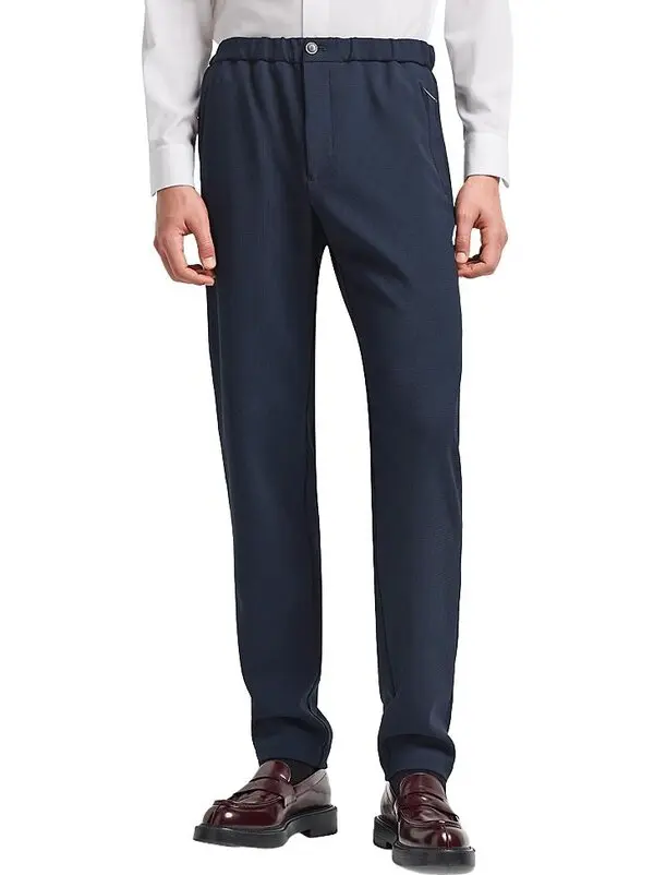 Emporio Armani Regular Fit Crepe Jersey Trousers - Solid Blue