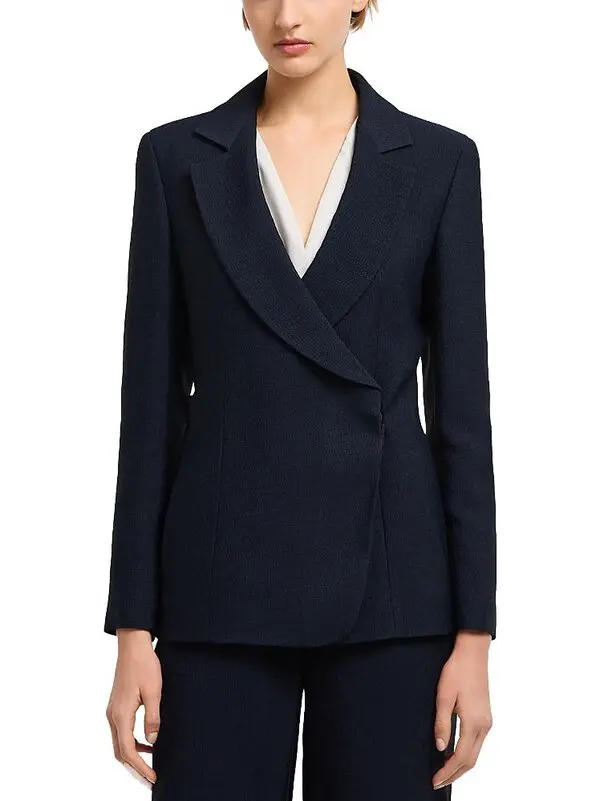 Emporio Armani Icon Textured Blazer - Solid Blue