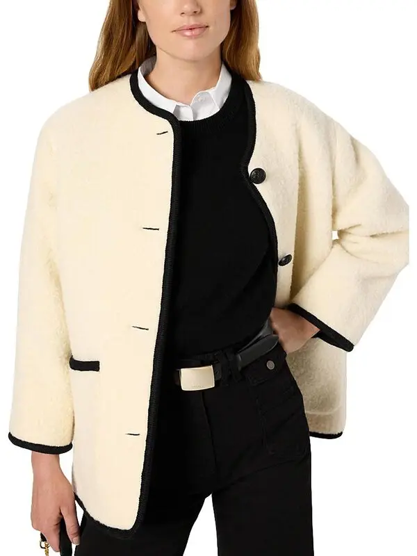 Gerard Darel Mireille Contrast Edge Jacket - Ecru