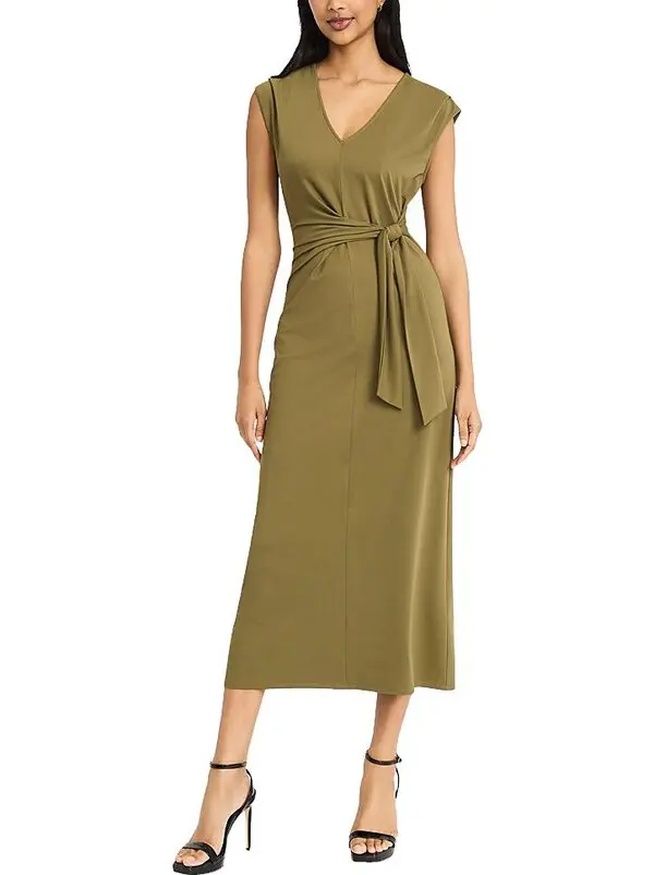 Maggy London Cap Sleeve Midi Dress - Olive Green