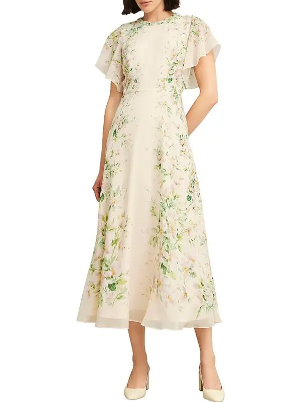 HOBBS LONDON Kim Silk Floral Print Dress - Cream Multi