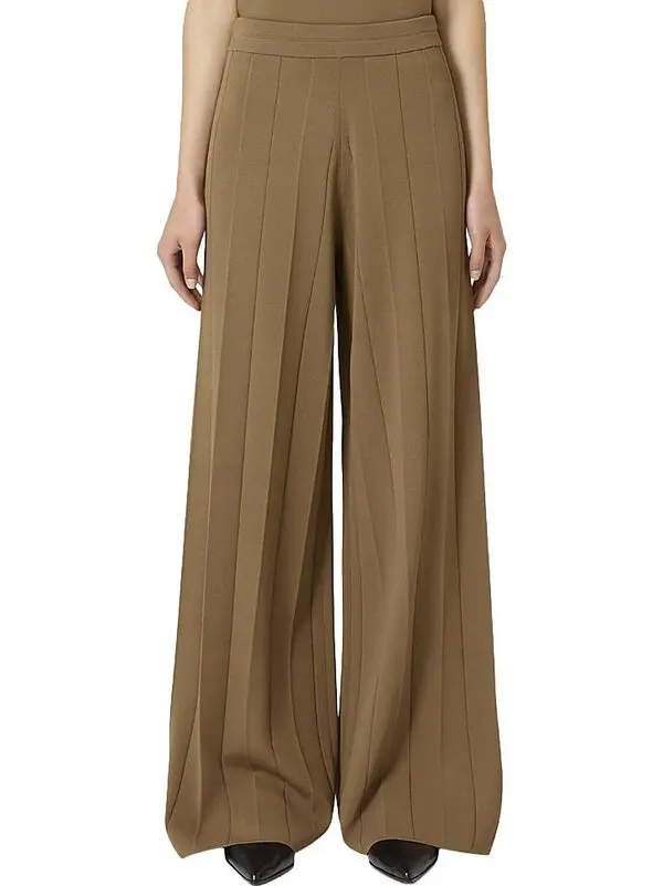 Max Mara Lama Wide-leg Knit Pants - Hazelnut Brown