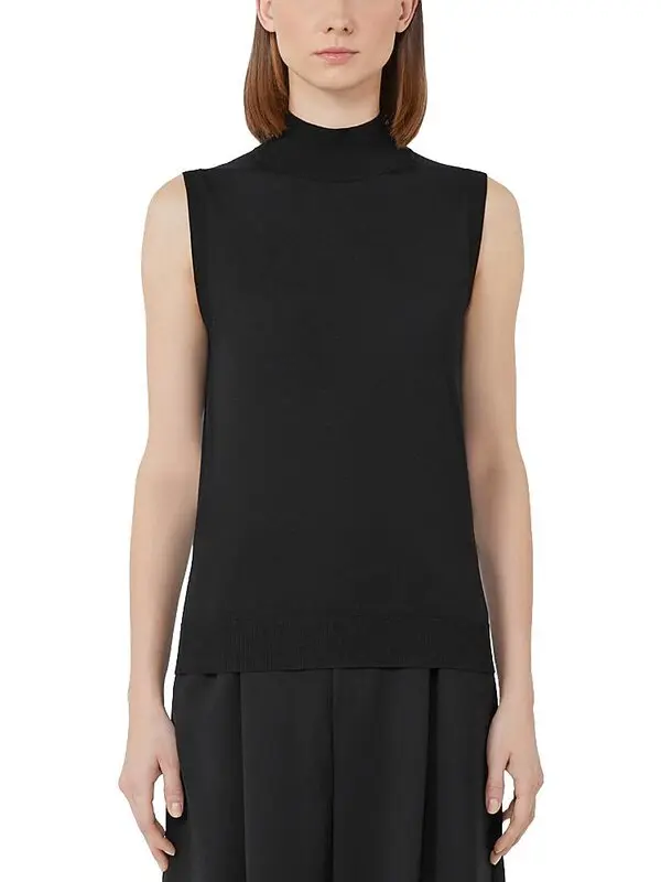 Max Mara Slalom Mock Neck Wool Top - Black