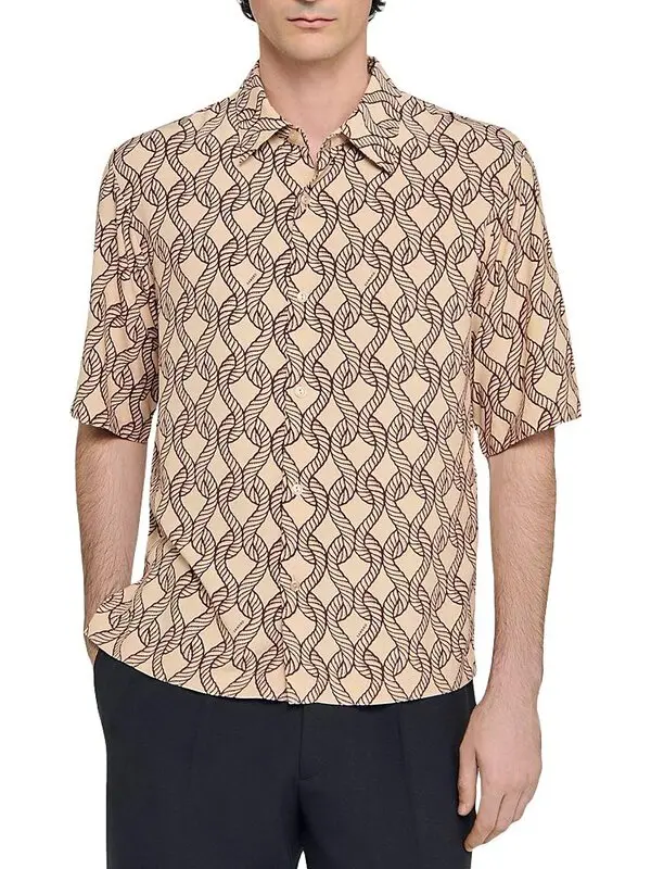 Sandro Loose Fit Rope Print Shirt - Butter Cream