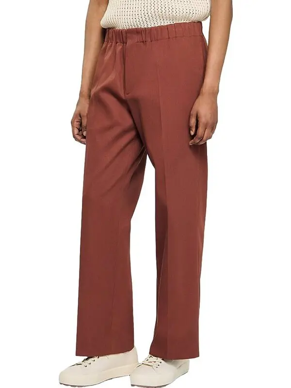Sandro Elasticized Wide Leg Cotton Pants - Terra