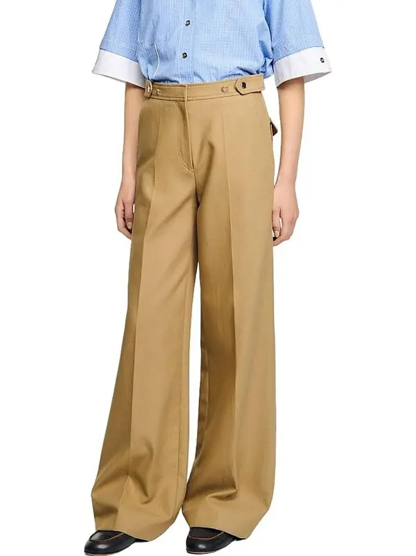 Sandro Wide Leg Pants - Beige