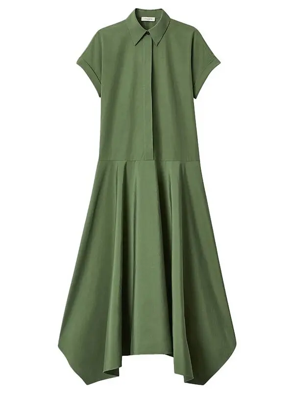 Lafayette 148 New York Collared Drop Waist Dress - Moss