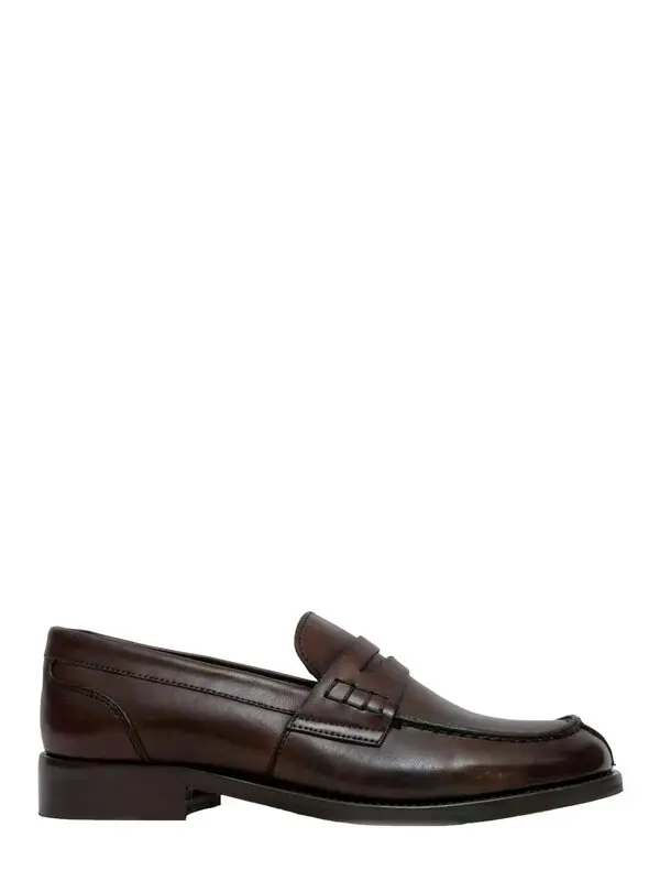 SOMMET Penny-strap Leather Loafers - Brown