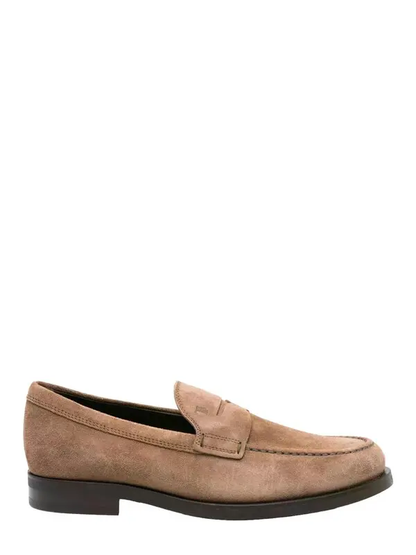 TOD'S Suede Penny Loafers - Brown