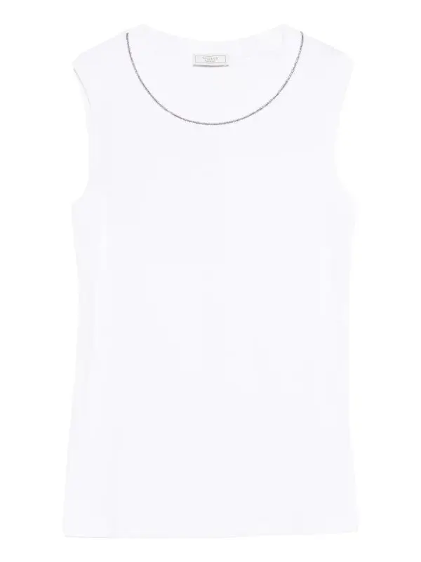 Peserico Sleeveless Embellished Tank Top - White