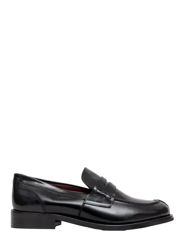 SOMMET Penny-strap Leather Loafers - Black