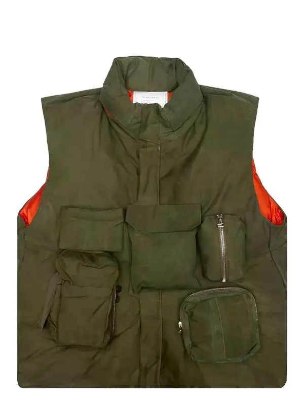 Readymade Padded Gilet With Multiple Pockets - Green
