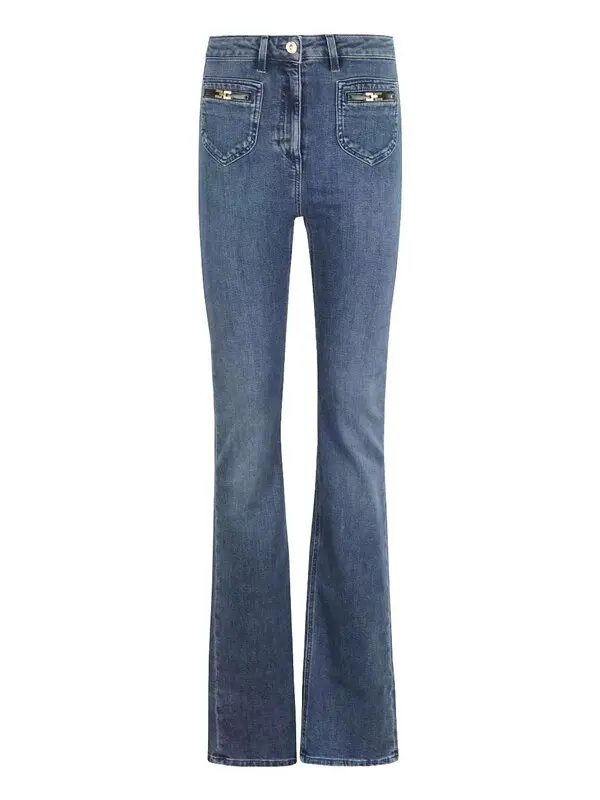 Elisabetta Franchi Cotton-blend Flared Jeans - Blue