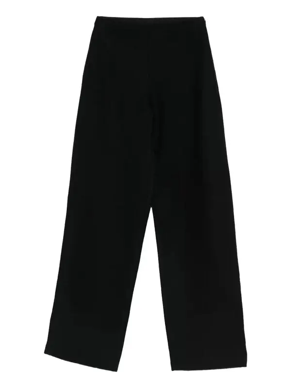 Emporio Armani Wide-leg Cotton-blend Trousers - Black