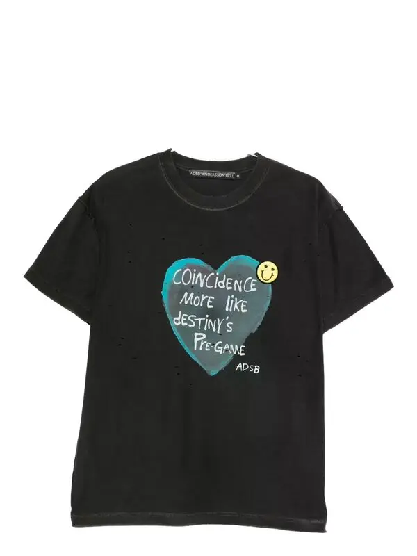 Andersson Bell Distressed Slogan Print T-shirt - Grey