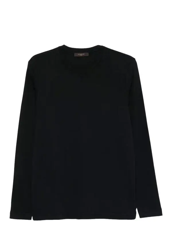 ZANONE Long-sleeved Cotton T-shirt - Black