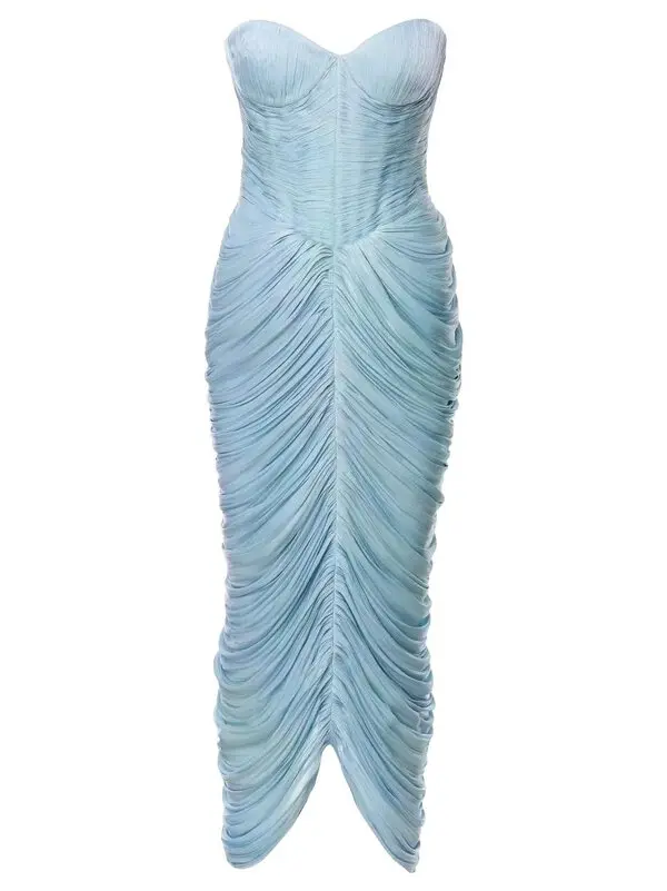 ANA RADU Midi Strapless Dress - Blue