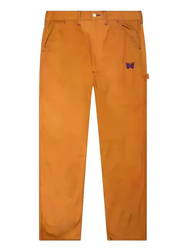 Needles X Smith's Butterfly-embroidered Twill Trousers - Orange