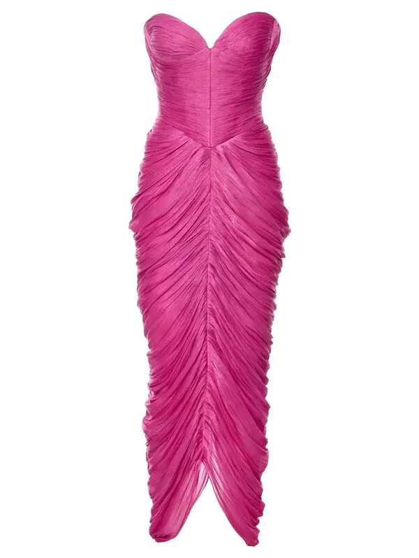 ANA RADU Strapless Draped Asymmetrical Dress - Pink