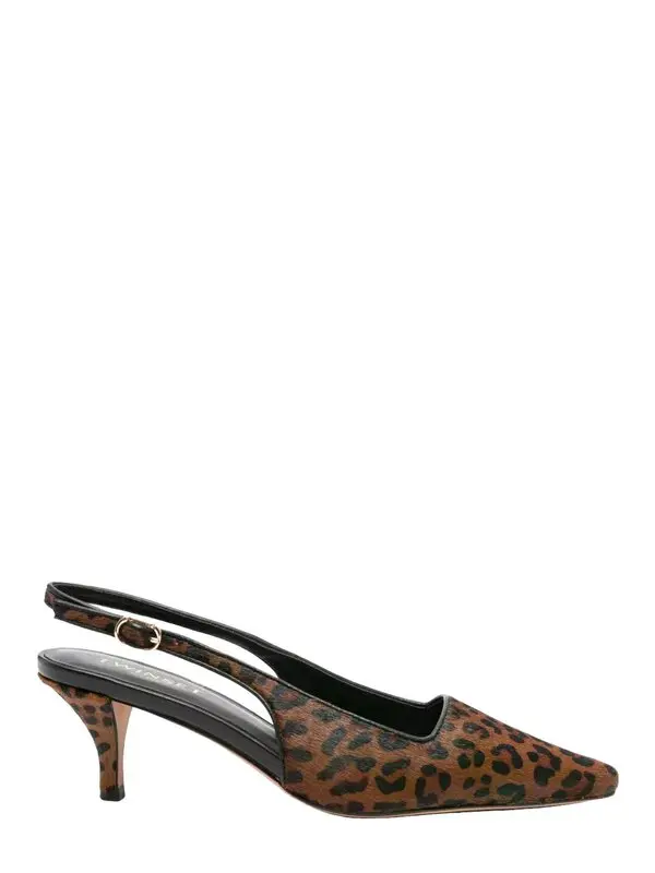 TWINSET 70mm Leopard Print Slingback Pumps - Brown