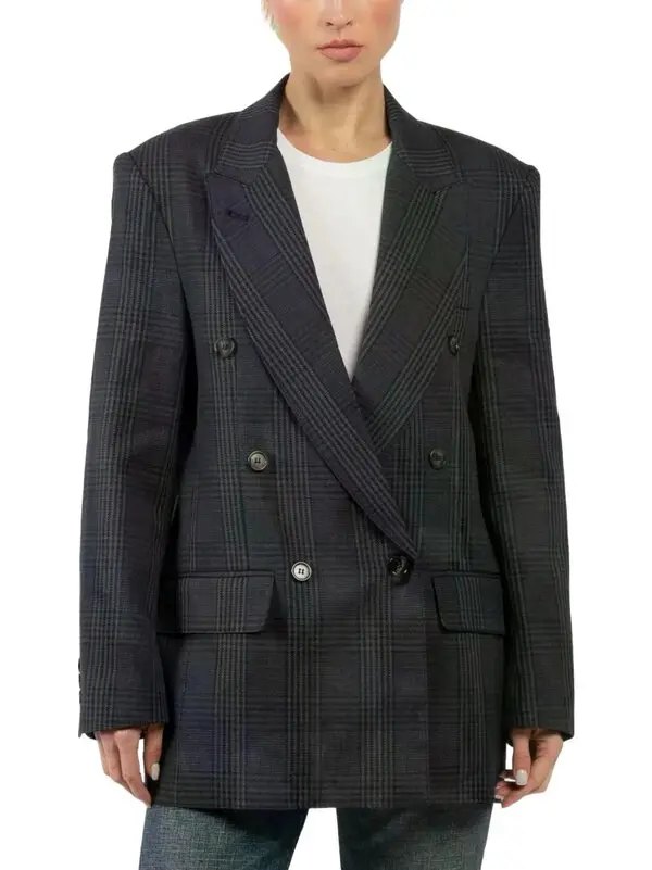 Smythe Checked Double-breasted Jacket - Grey