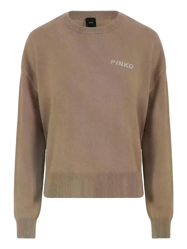 Pinko Love Birds-logo Crew-neck Sweater - Neutrals